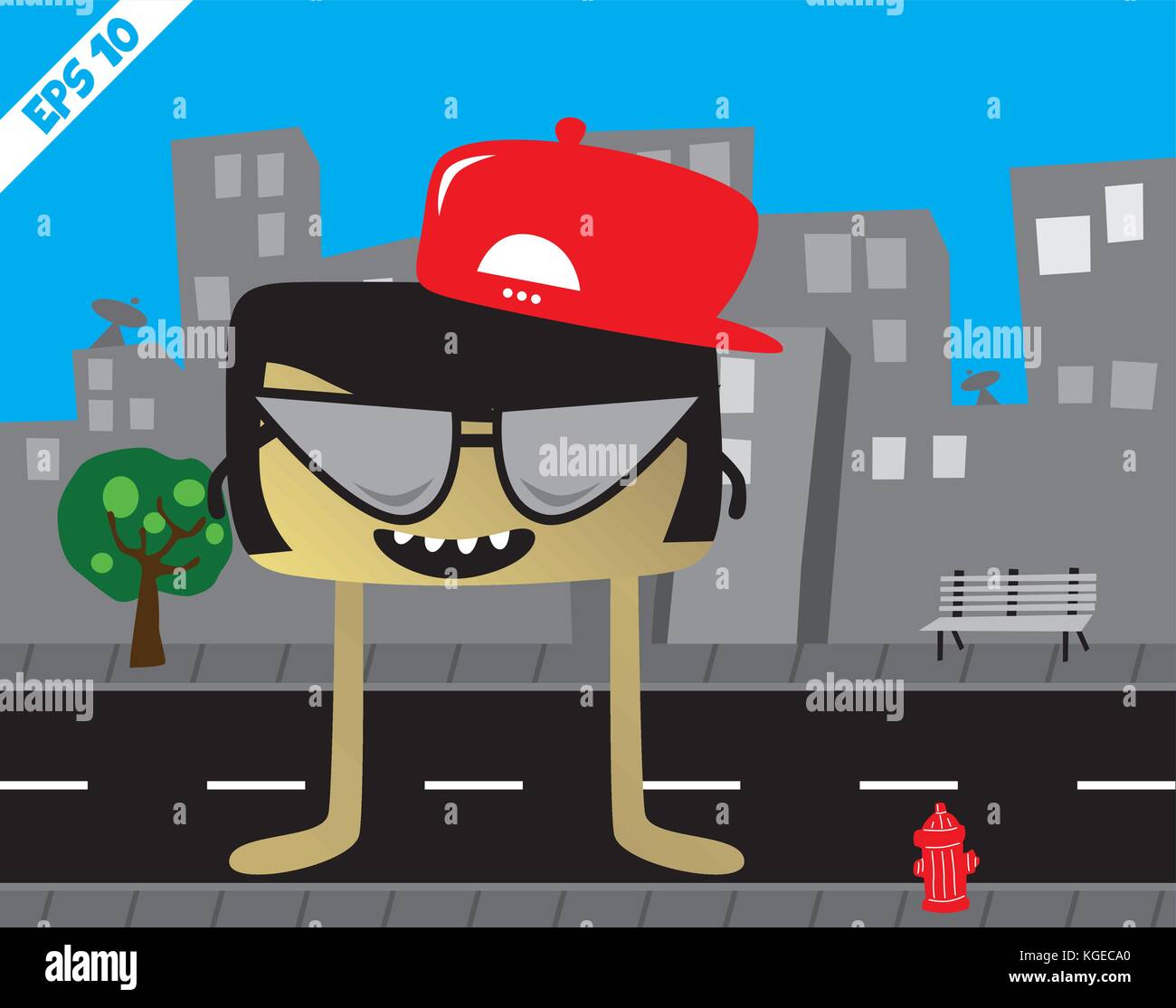 cartoon monster character theme vector art illustration Stock Vector ...