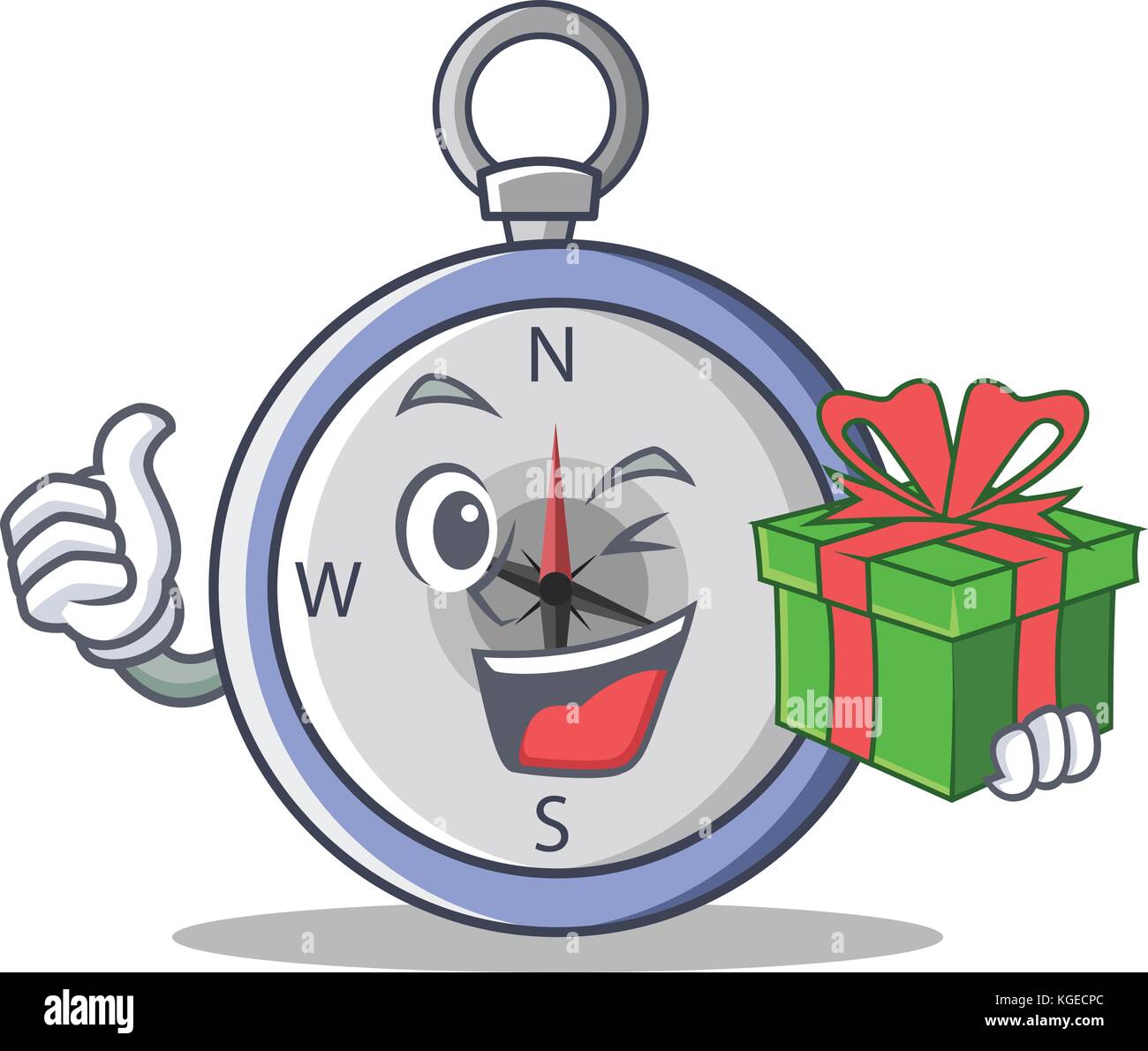 With gift compass character cartoon style Stock Vector Image & Art - Alamy