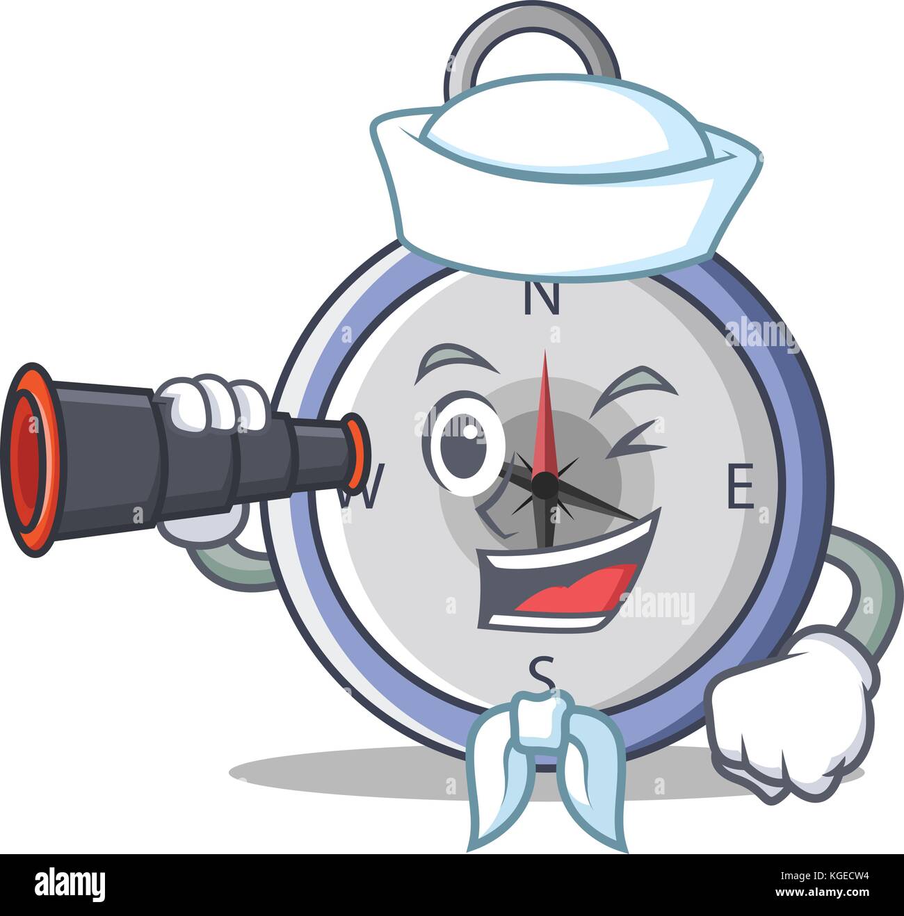 Sailor with binocular compass character cartoon style Stock Vector ...