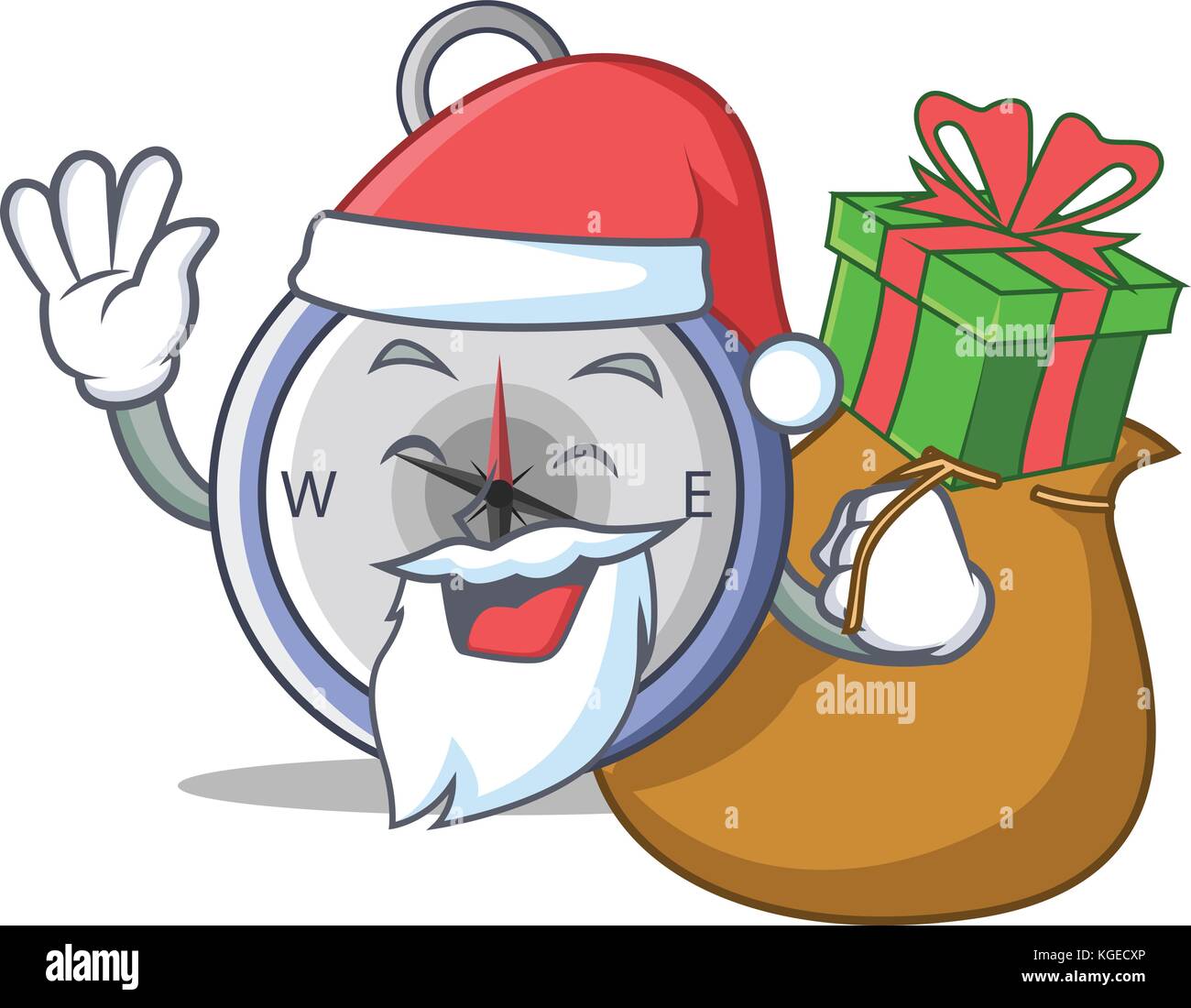 Santa with gift compass character cartoon style Stock Vector Image ...