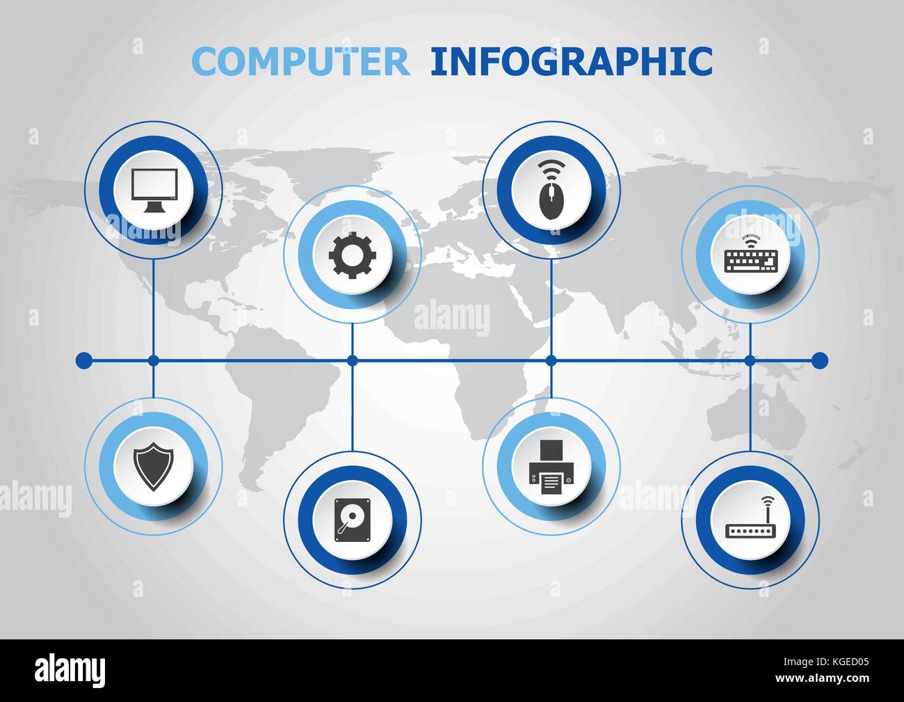 Infographic design with computer icons, stock vector Stock Vector Image ...