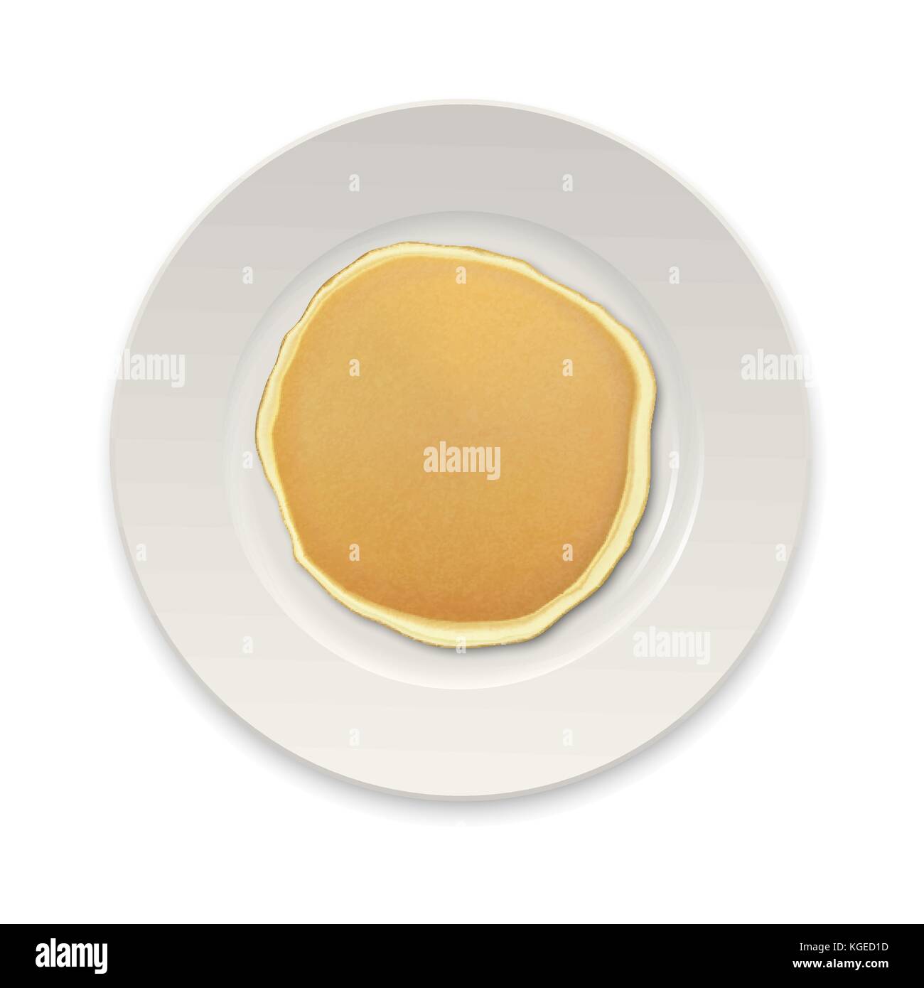 Realistic pancake on a white plate closeup isolated on white background ...