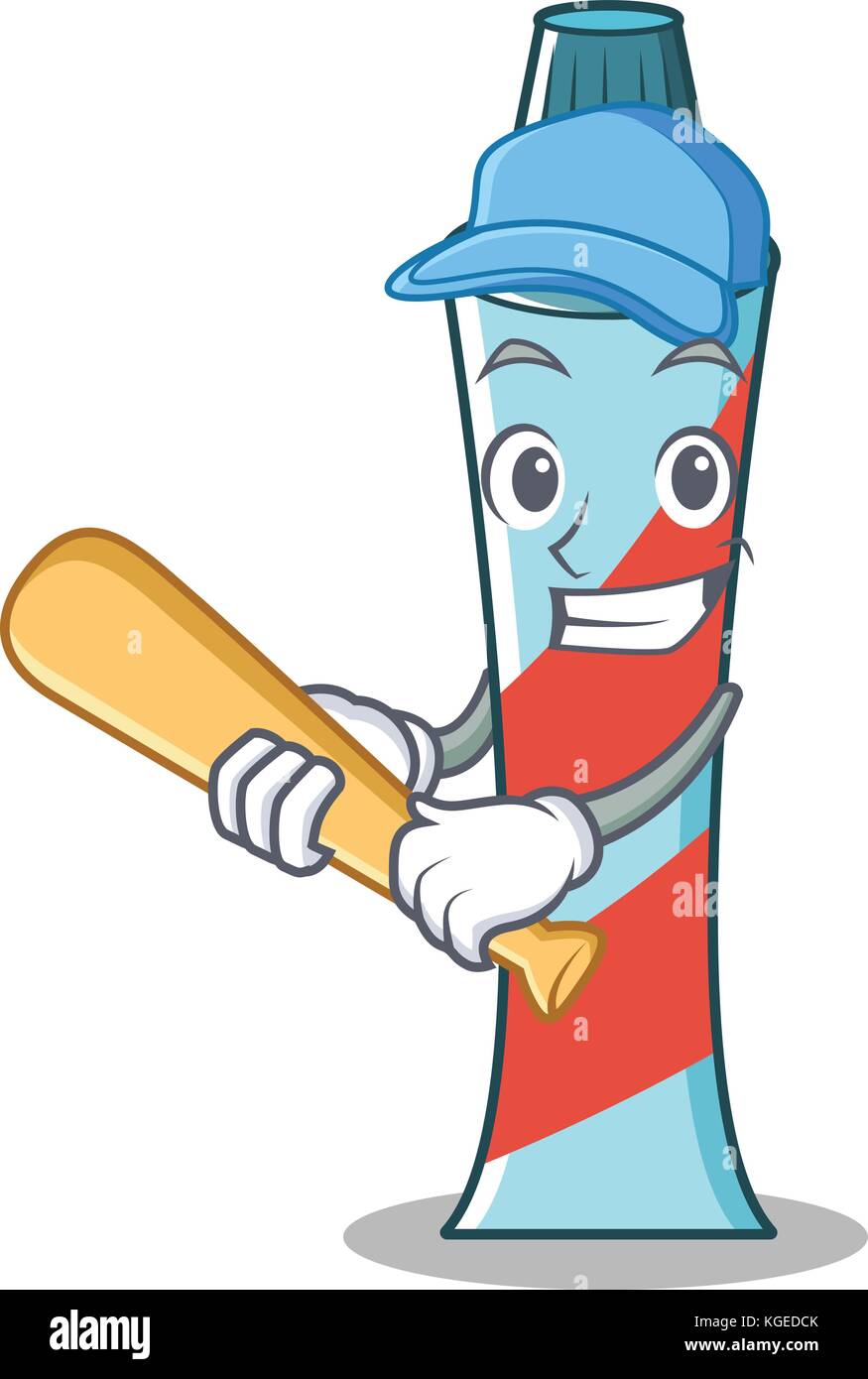Playing baseball toothpaste character cartoon style Stock Vector Image ...