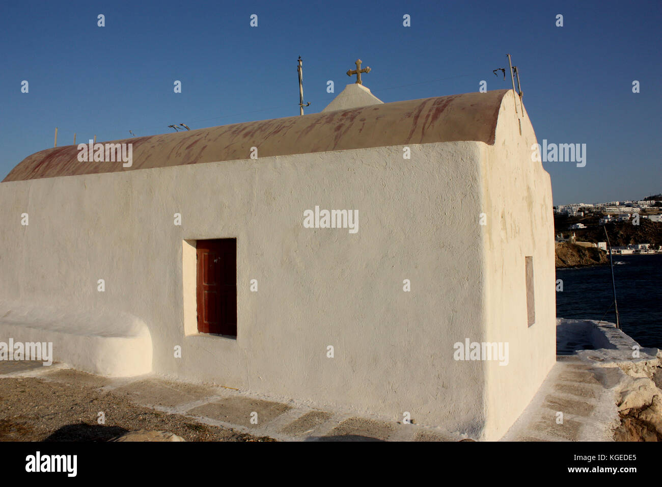 A church near the windmills in Mykonos Town, Cyclades Stock Photo - Alamy