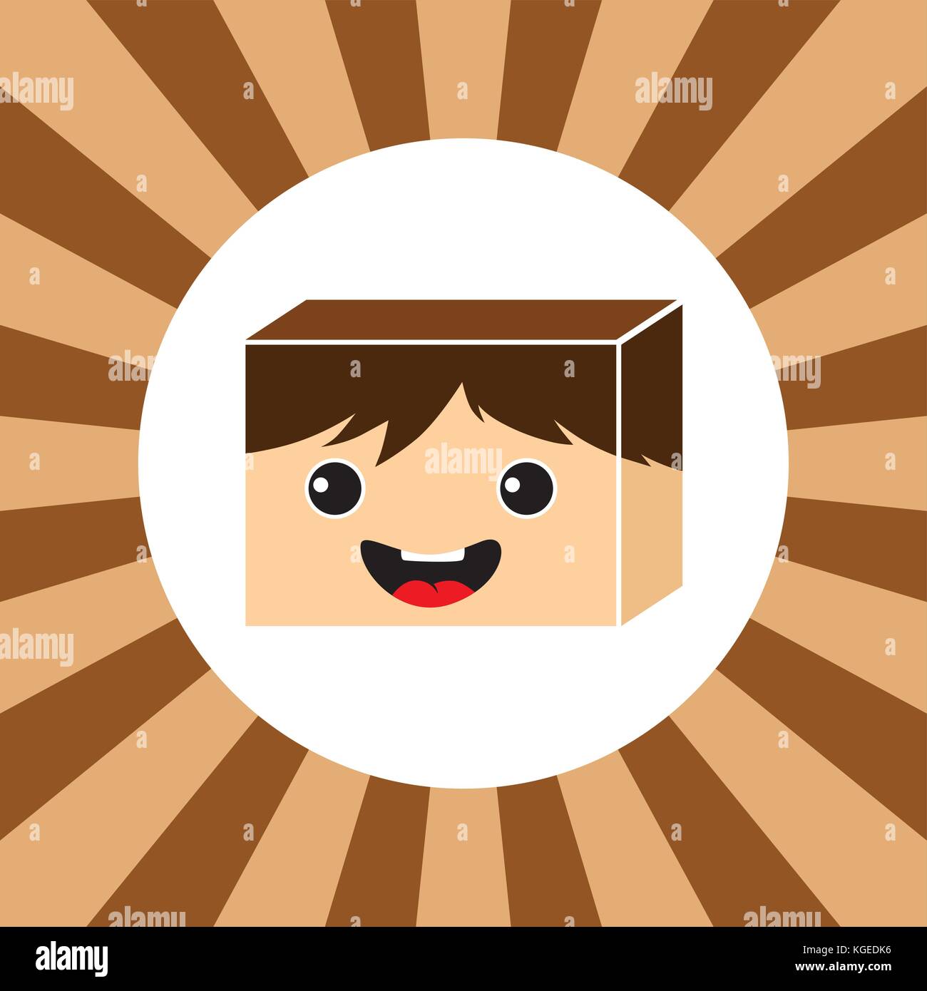 block isometric cartoon character vector art graphic Stock Vector Image ...