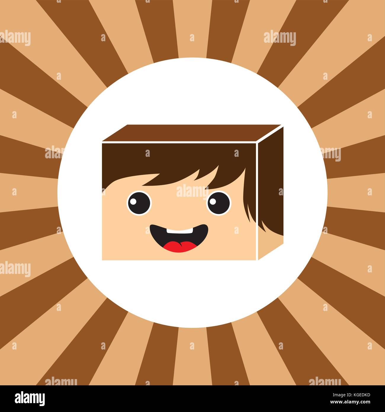block isometric cartoon character vector art graphic Stock Vector Image ...