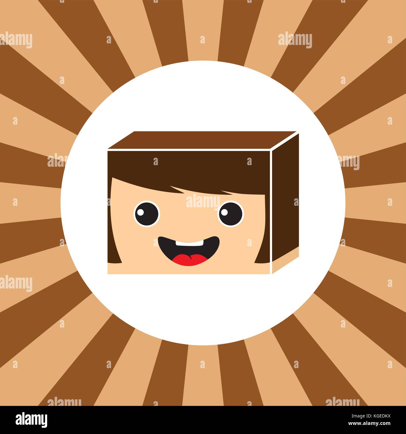 block isometric cartoon character vector art graphic Stock Vector Image ...