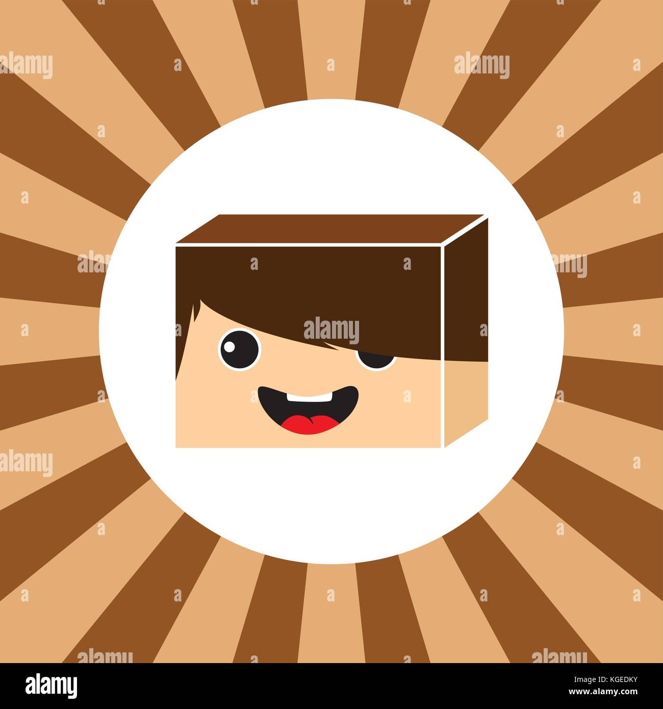 block isometric cartoon character vector art graphic Stock Vector Image ...