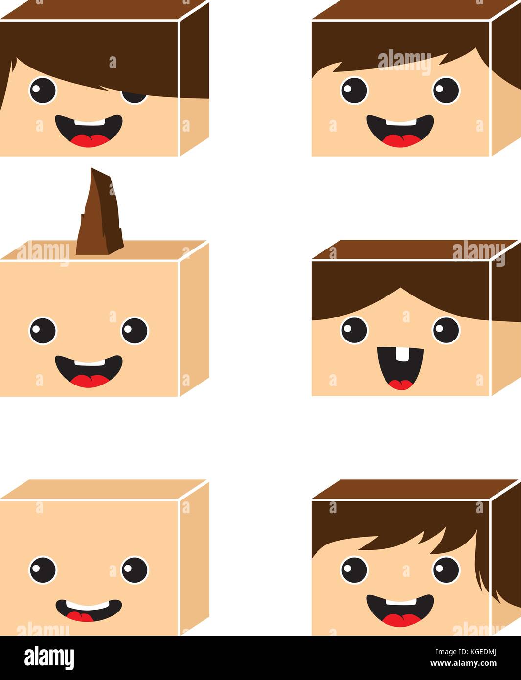 block isometric cartoon character vector art graphic Stock Vector Image ...