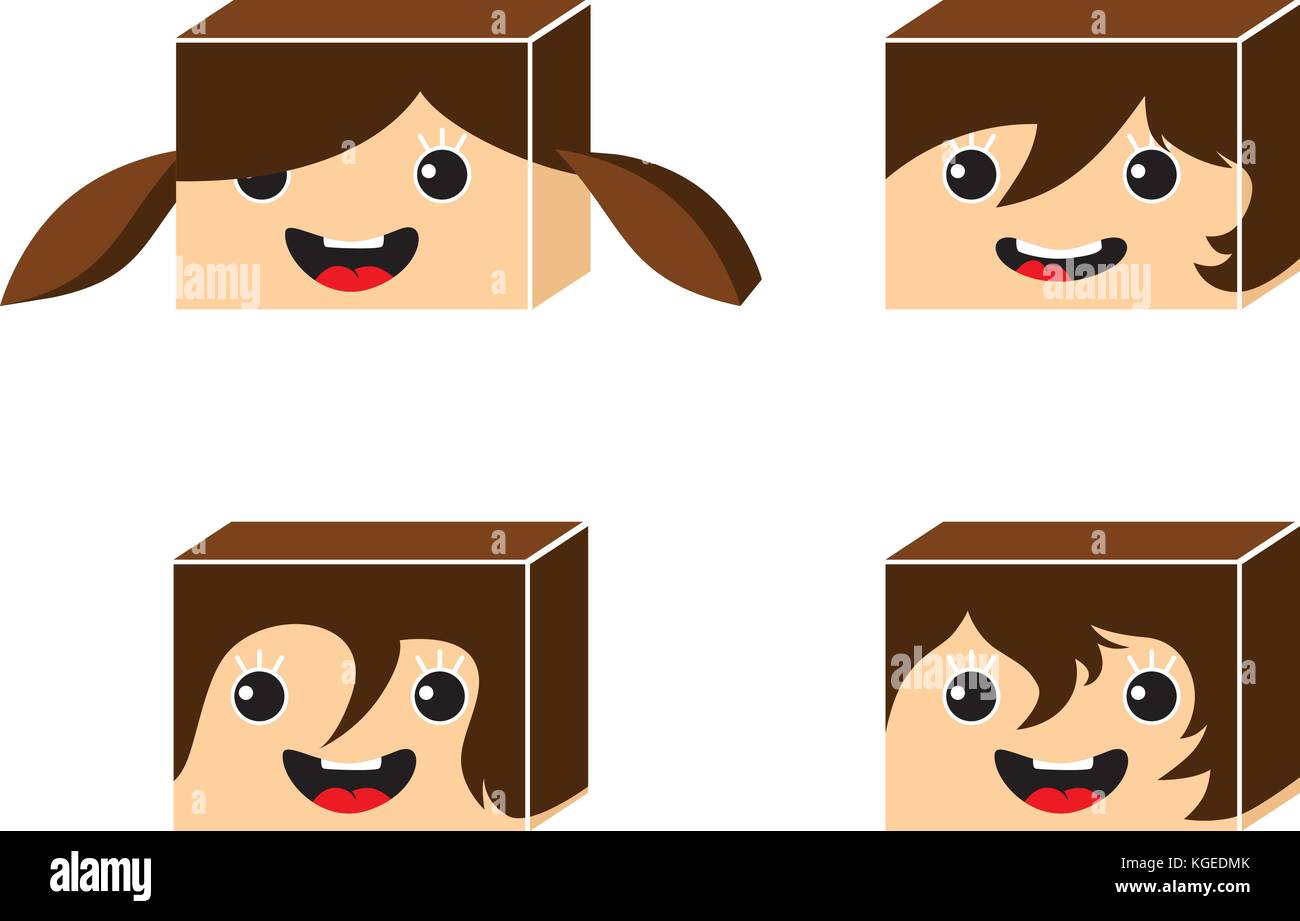 block isometric cartoon character vector art graphic Stock Vector Image ...