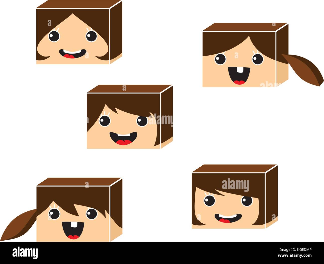 block isometric cartoon character vector art graphic Stock Vector Image ...