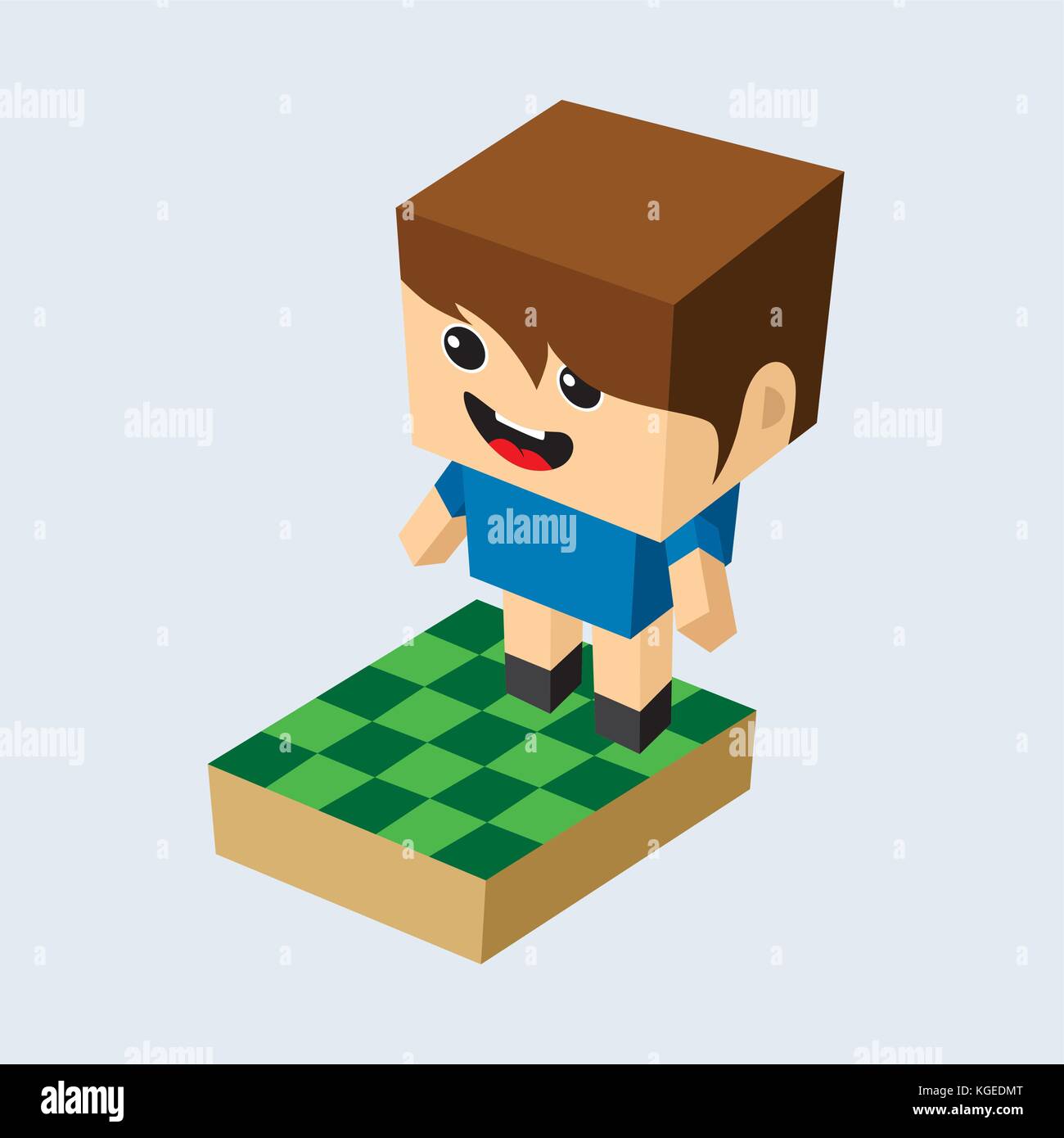 block isometric cartoon character vector art graphic Stock Vector Image ...