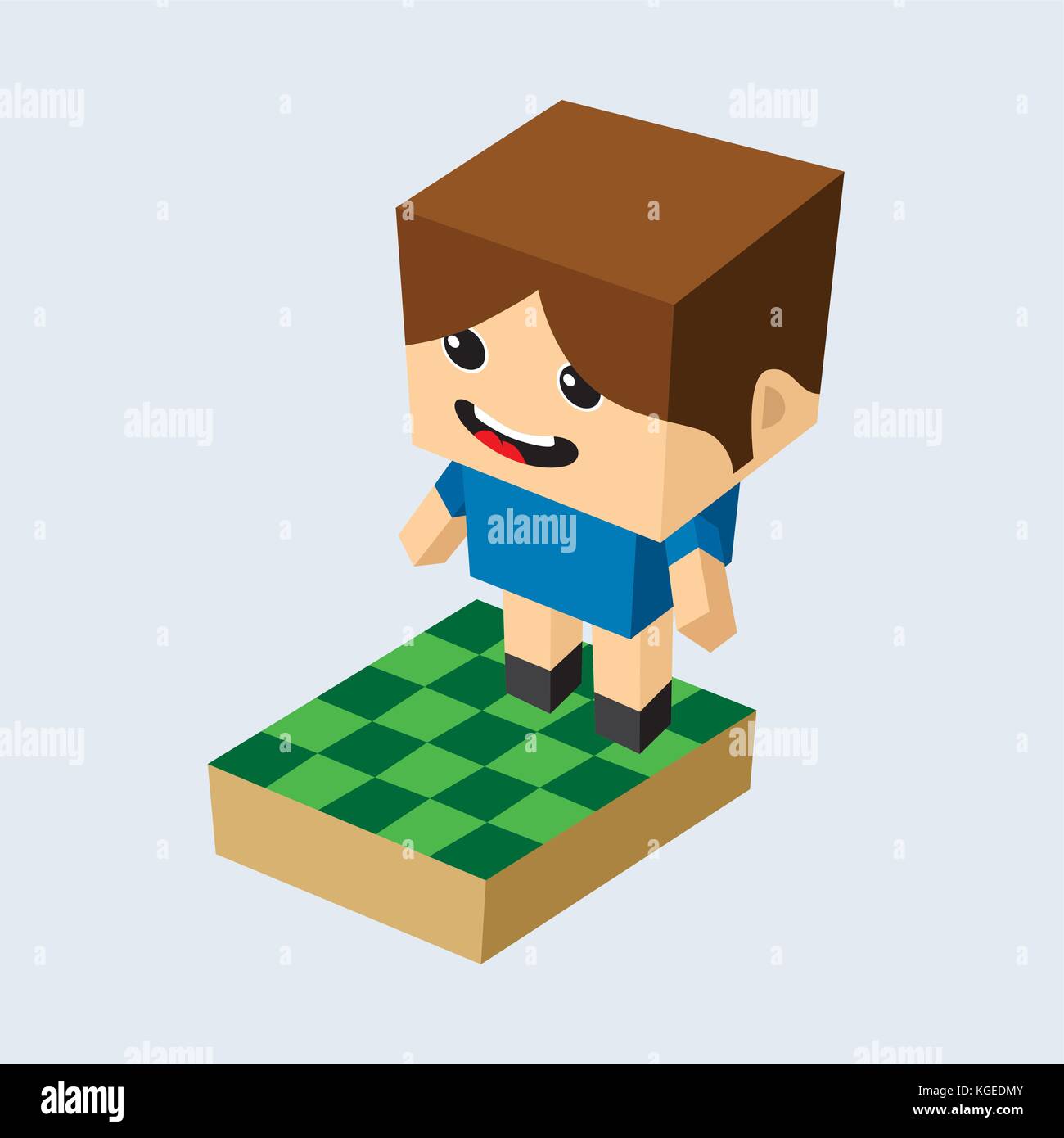 block isometric cartoon character vector art graphic Stock Vector Image ...