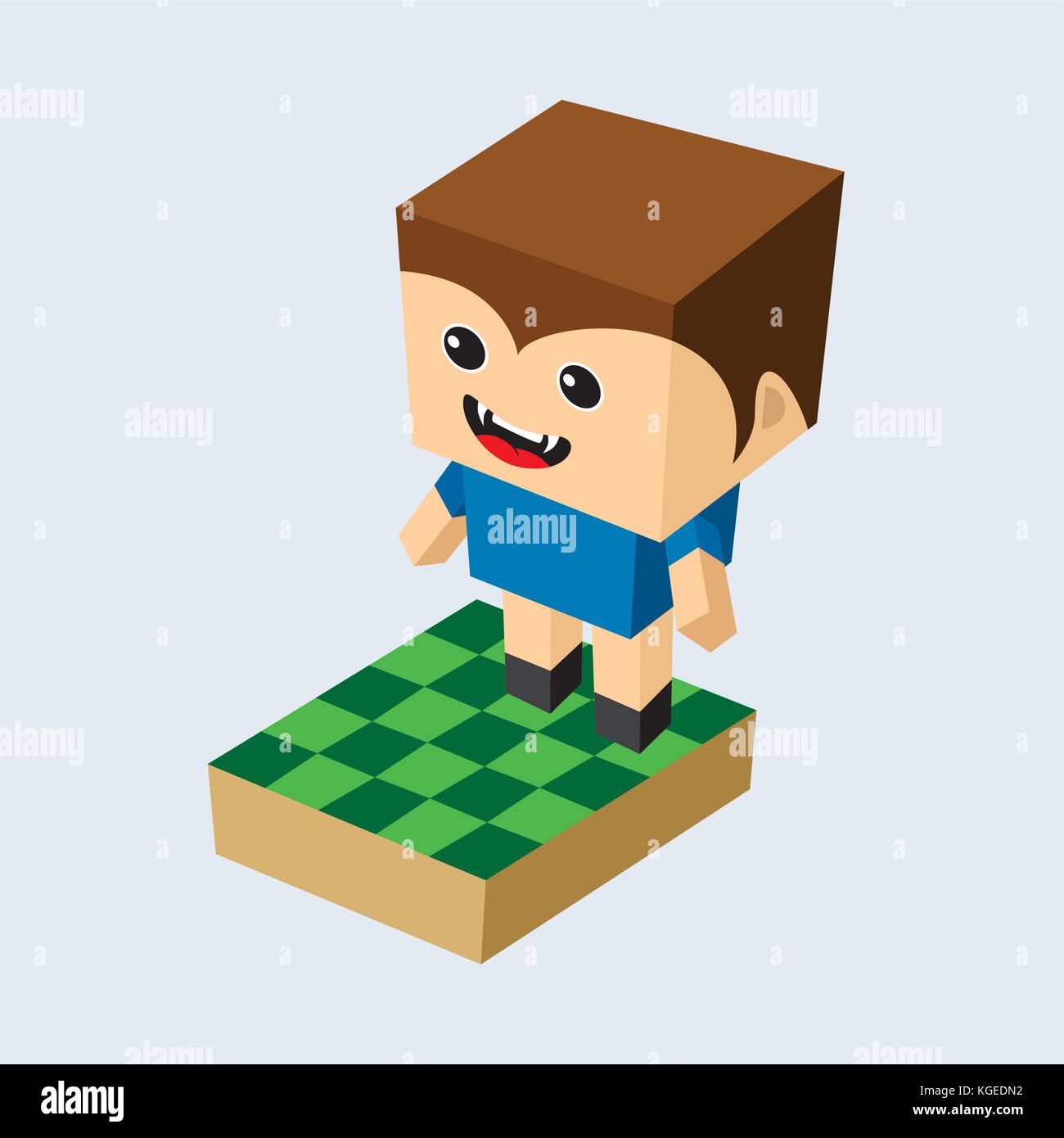 block isometric cartoon character vector art graphic Stock Vector Image ...