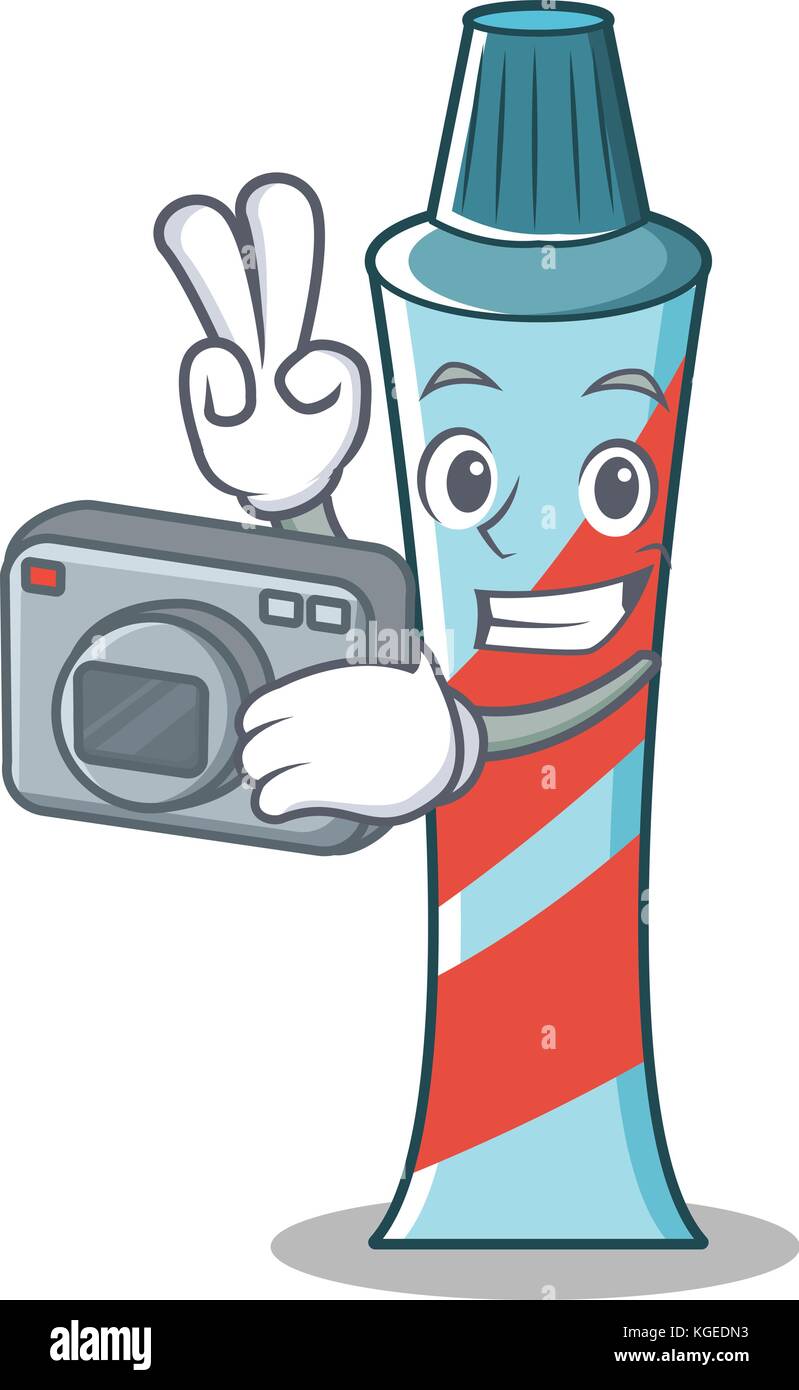 Photographer toothpaste character cartoon style Stock Vector Image ...