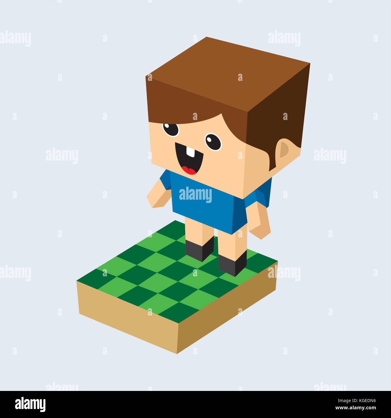 block isometric cartoon character vector art graphic Stock Vector Image ...