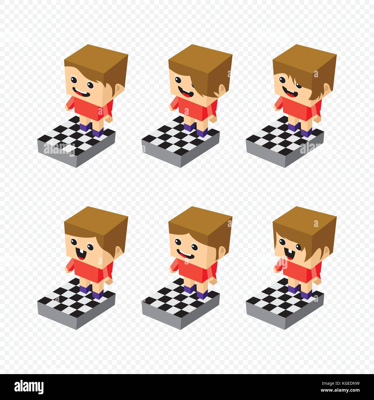 block isometric cartoon character vector art graphic Stock Vector Image ...