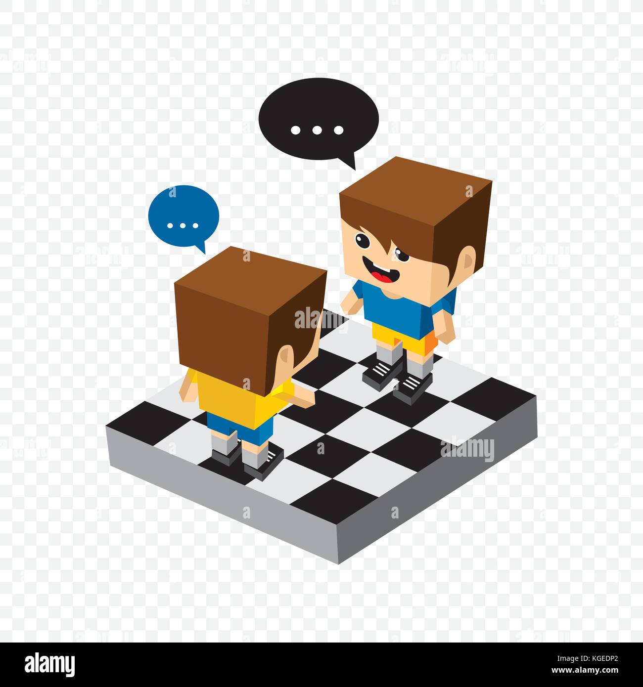 block isometric cartoon character vector art graphic Stock Vector Image ...