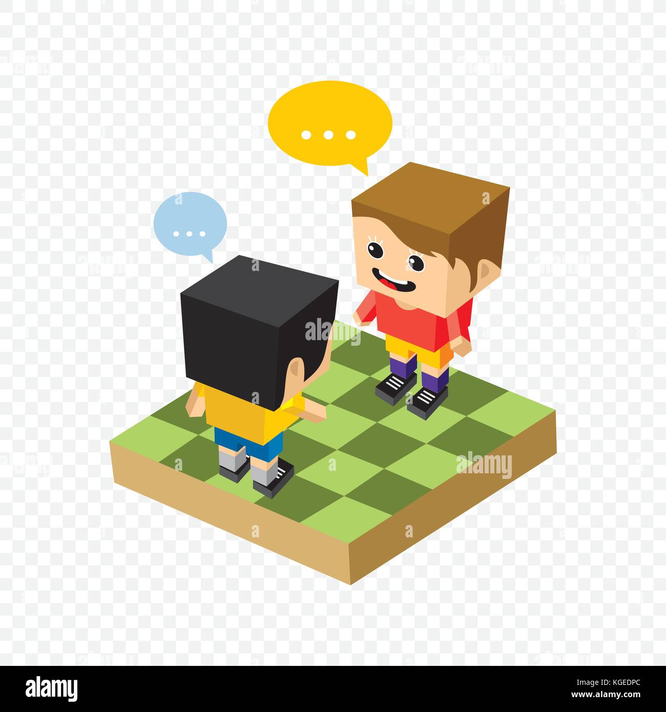 block isometric cartoon character vector art graphic Stock Vector Image ...