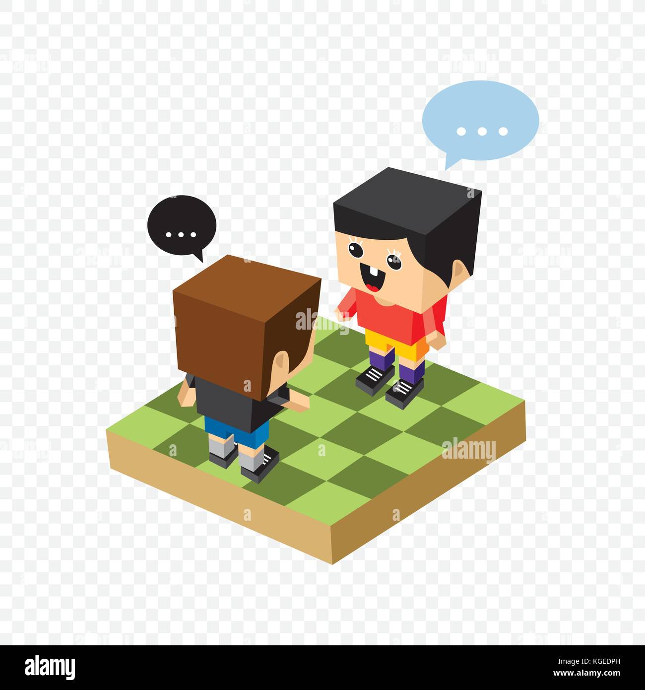 block isometric cartoon character vector art graphic Stock Vector Image ...