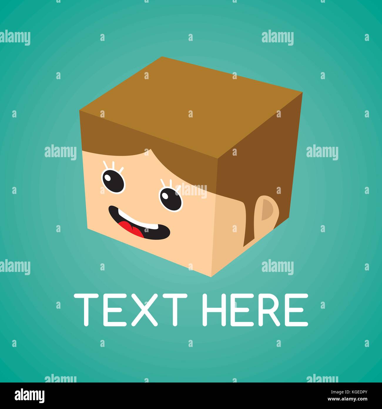 block isometric cartoon character vector art graphic Stock Vector Image ...