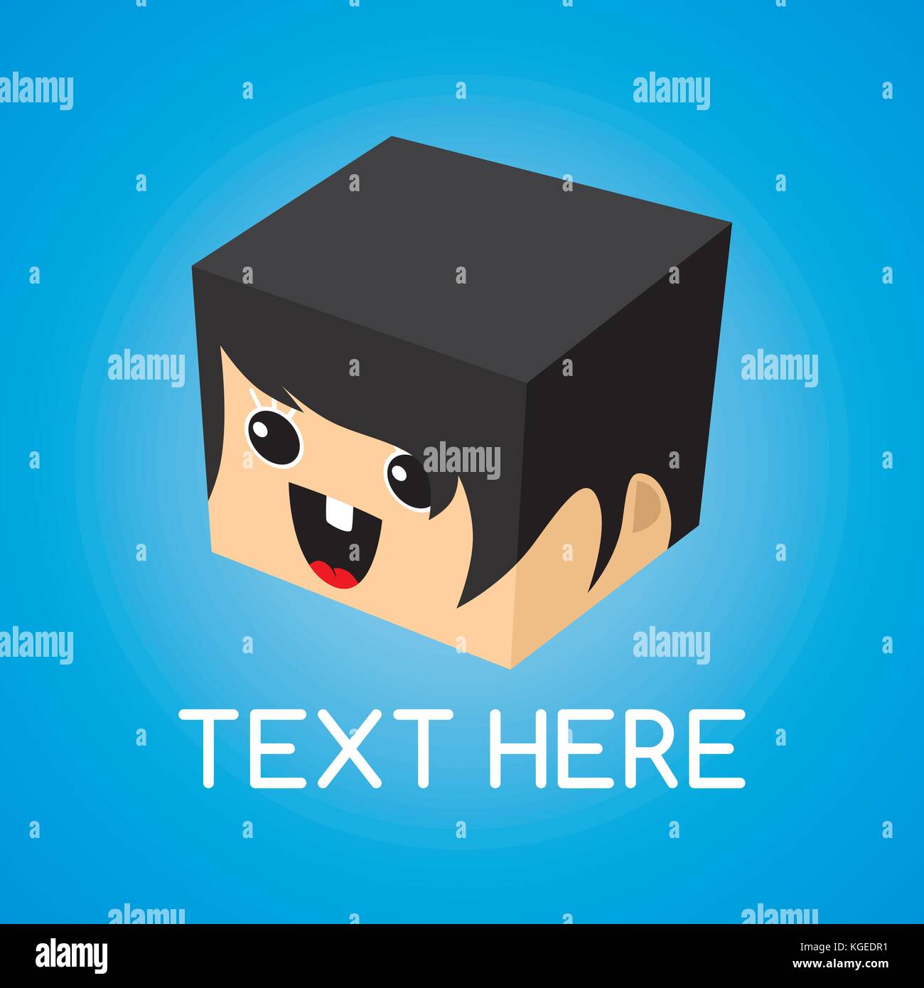 block isometric cartoon character vector art graphic Stock Vector Image ...