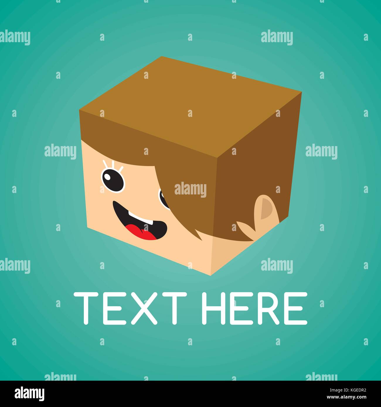 block isometric cartoon character vector art graphic Stock Vector Image ...