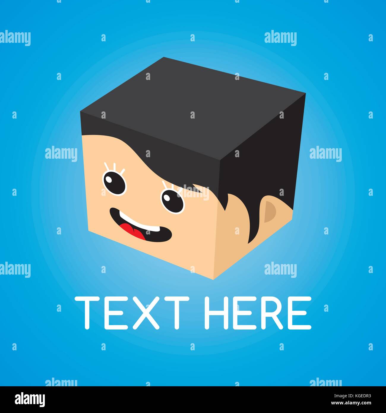 block isometric cartoon character vector art graphic Stock Vector Image ...