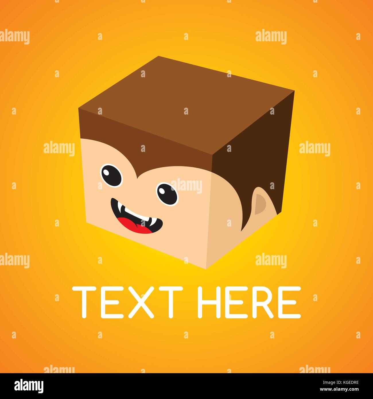 block isometric cartoon character vector art graphic Stock Vector Image ...