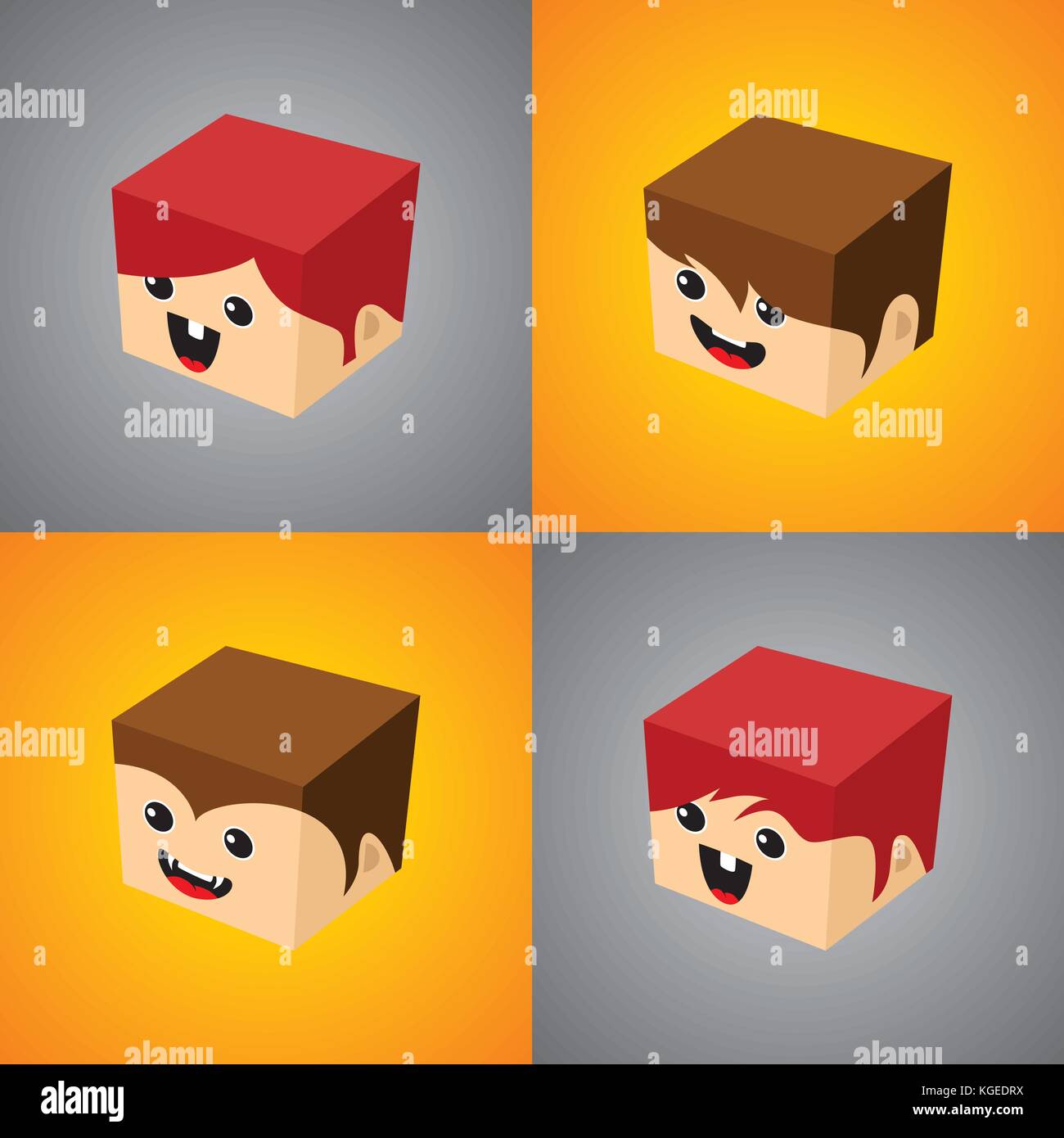 block isometric cartoon character vector art graphic Stock Vector Image ...