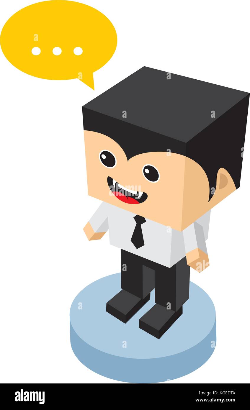 block isometric cartoon character vector art graphic Stock Vector Image ...