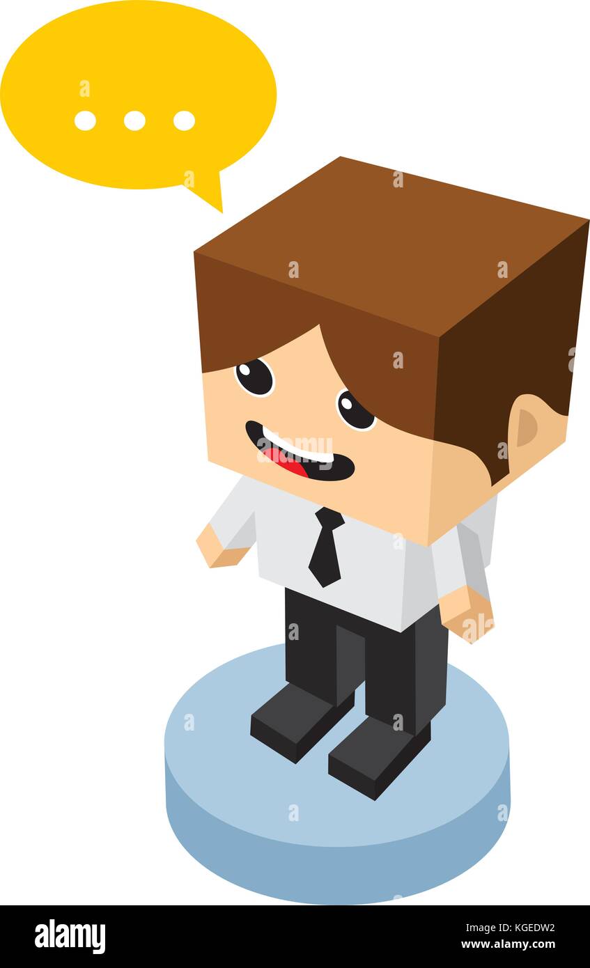 block isometric cartoon character vector art graphic Stock Vector Image ...