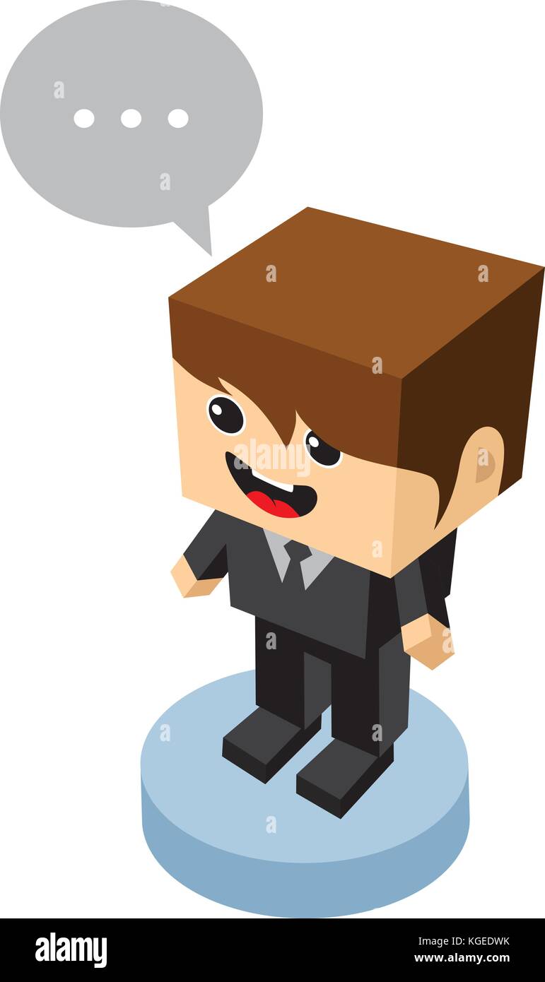 block isometric cartoon character vector art graphic Stock Vector Image ...