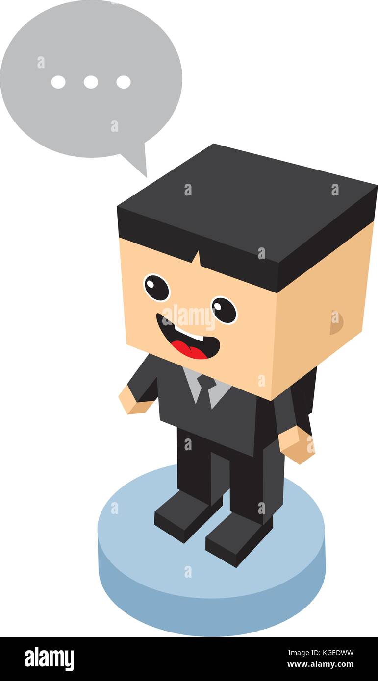 block isometric cartoon character vector art graphic Stock Vector Image ...