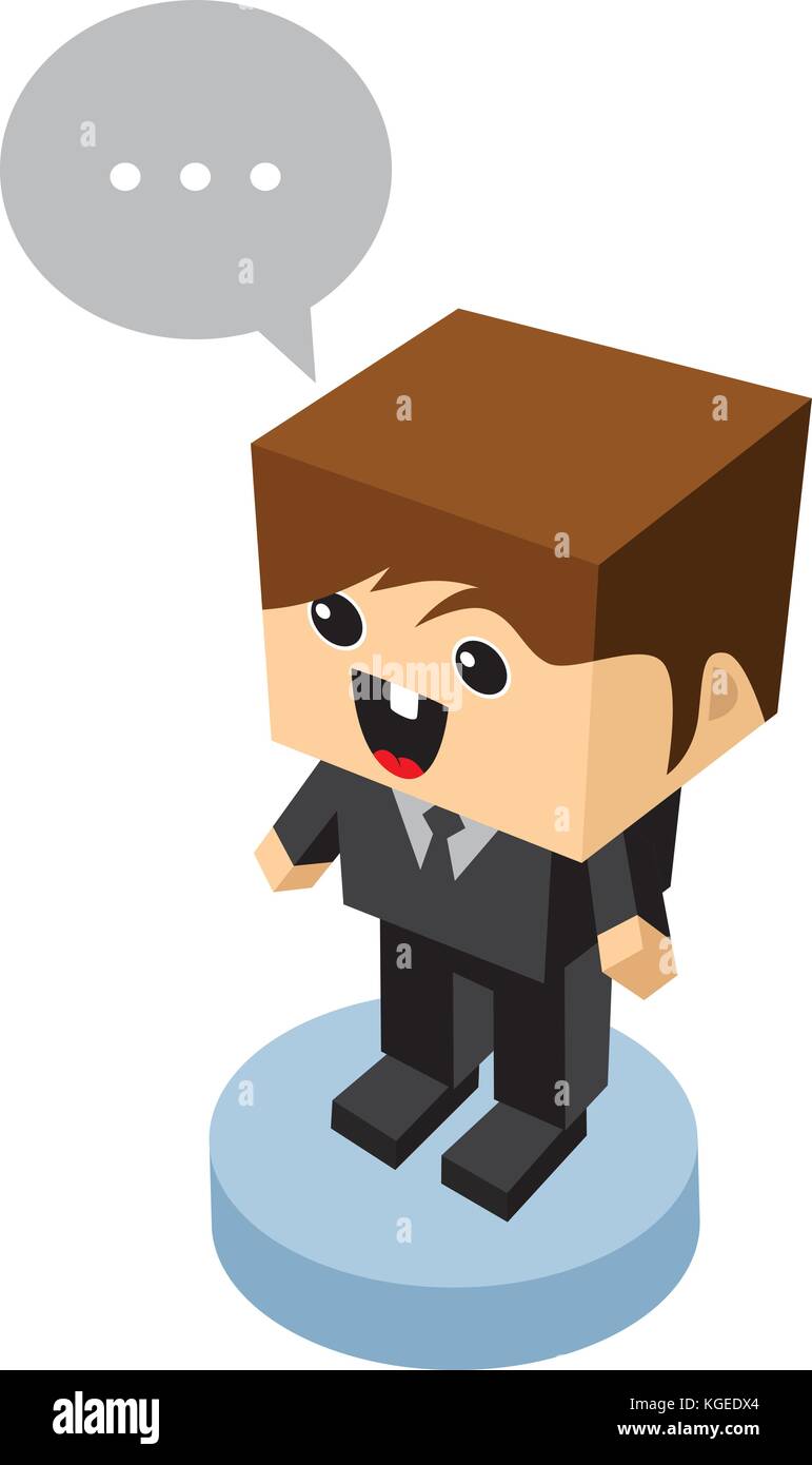 block isometric cartoon character vector art graphic Stock Vector Image ...