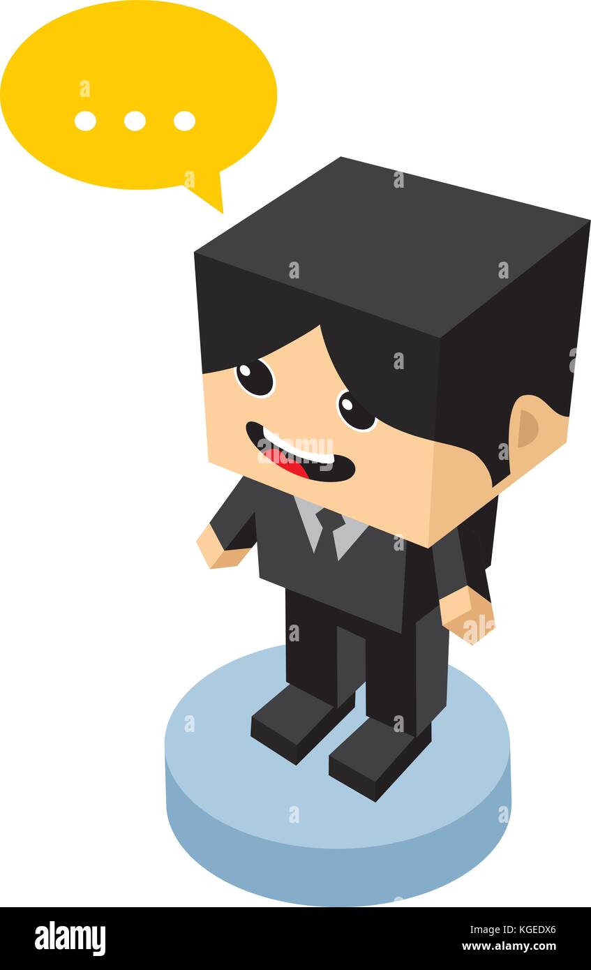 block isometric cartoon character vector art graphic Stock Vector Image ...