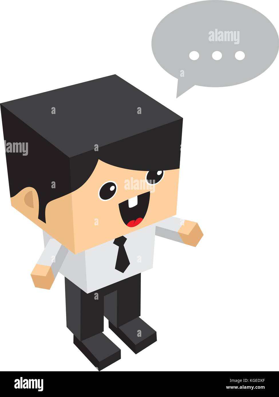 block isometric cartoon character vector art graphic Stock Vector Image ...