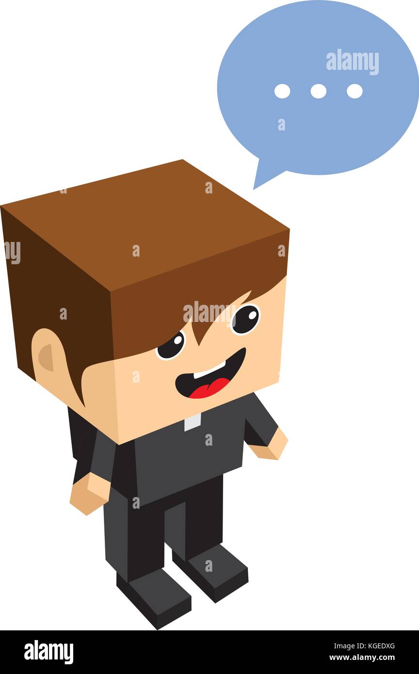 block isometric cartoon character vector art graphic Stock Vector Image ...