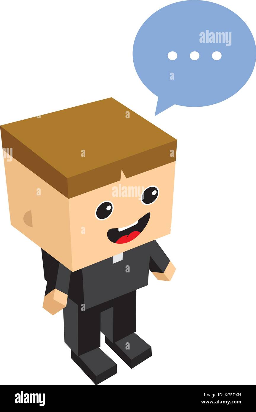 block isometric cartoon character vector art graphic Stock Vector Image ...