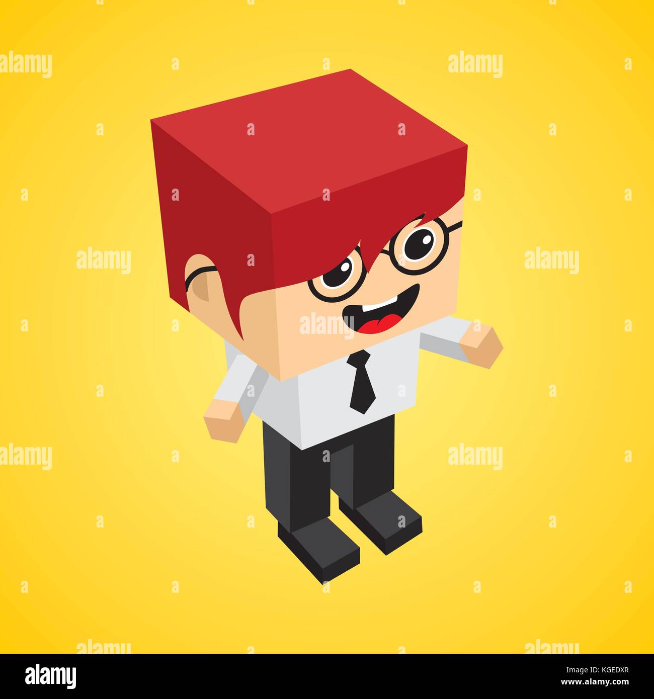 block isometric cartoon character vector art graphic Stock Vector Image ...