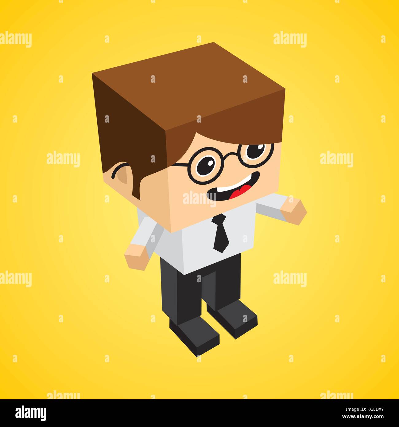 block isometric cartoon character vector art graphic Stock Vector Image ...