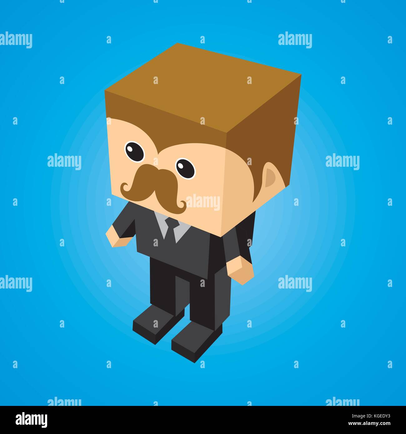 block isometric cartoon character vector art graphic Stock Vector Image ...