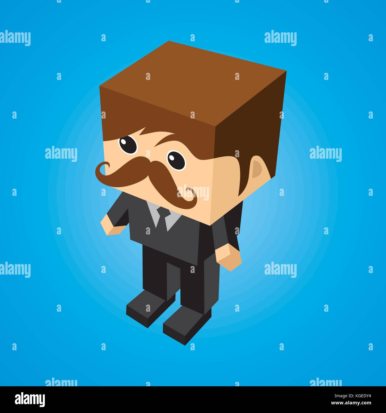 block isometric cartoon character vector art graphic Stock Vector Image ...