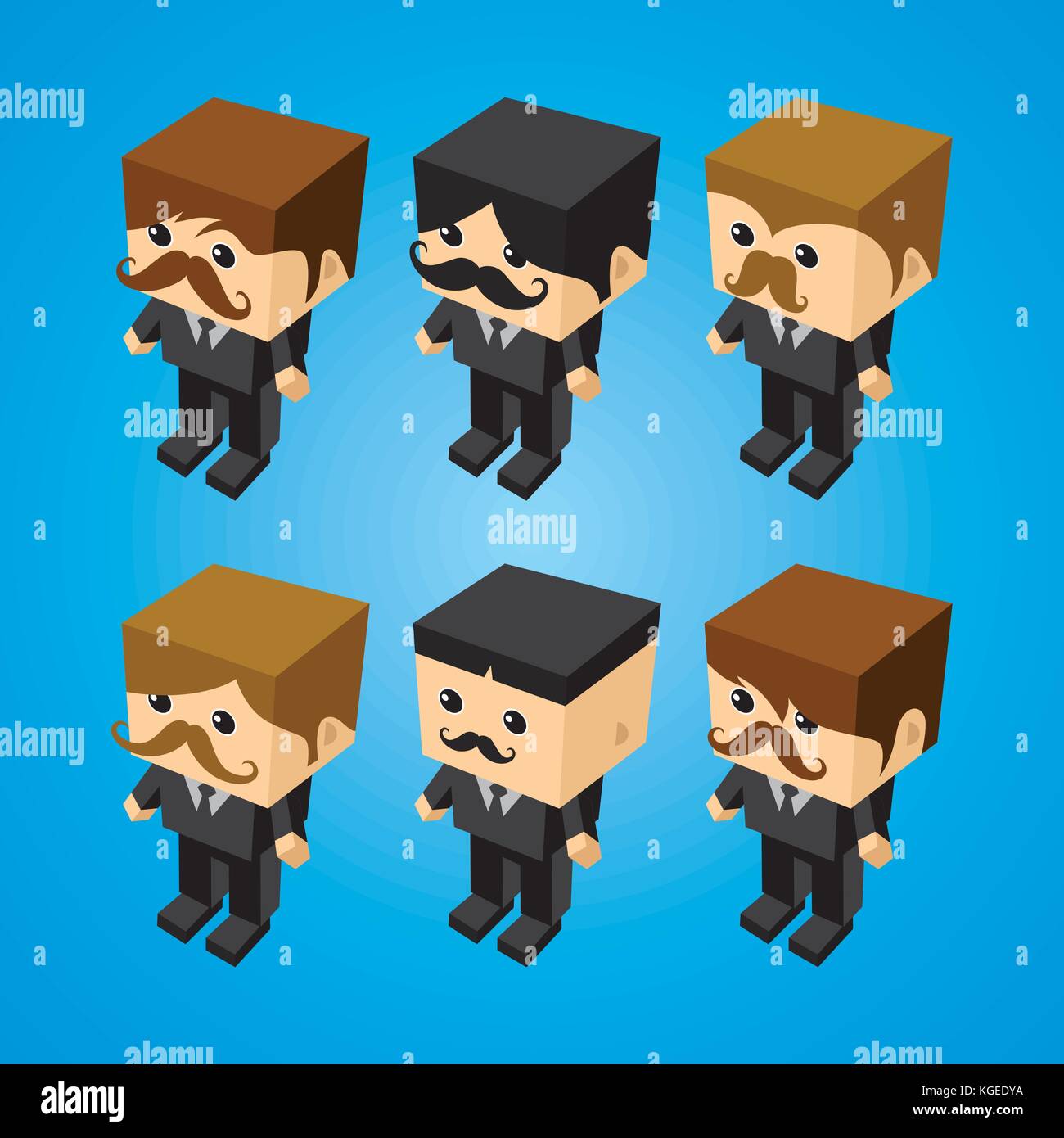 block isometric cartoon character vector art graphic Stock Vector Image ...