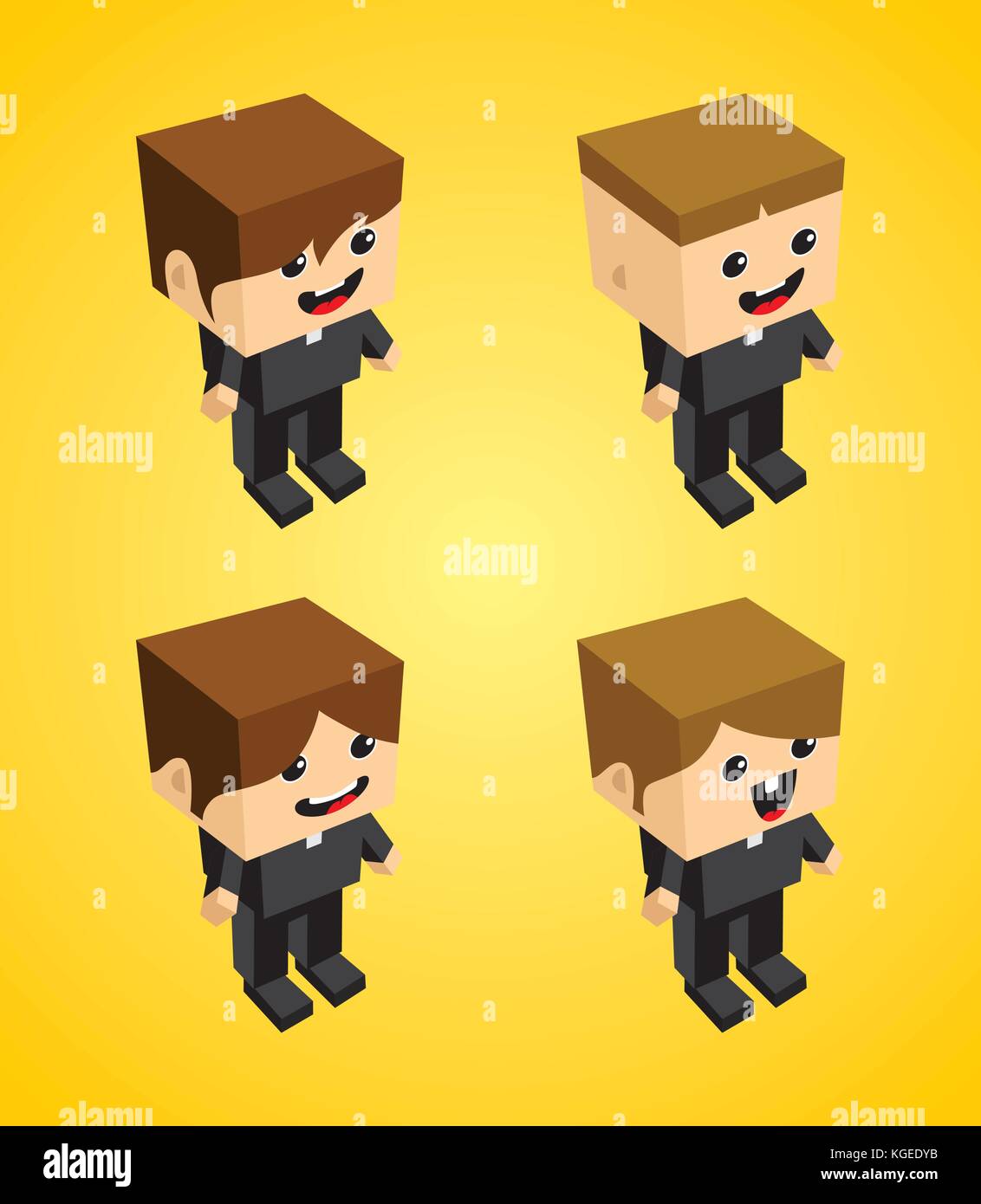 block isometric cartoon character vector art graphic Stock Vector Image ...