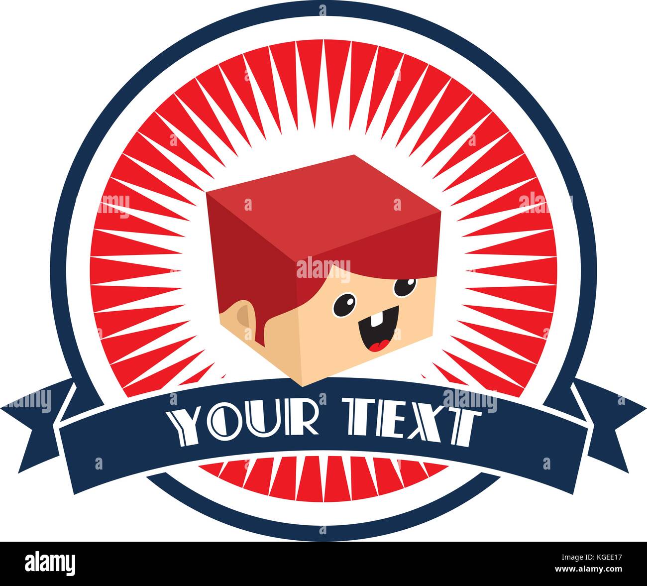 block isometric cartoon character vector art graphic Stock Vector Image ...