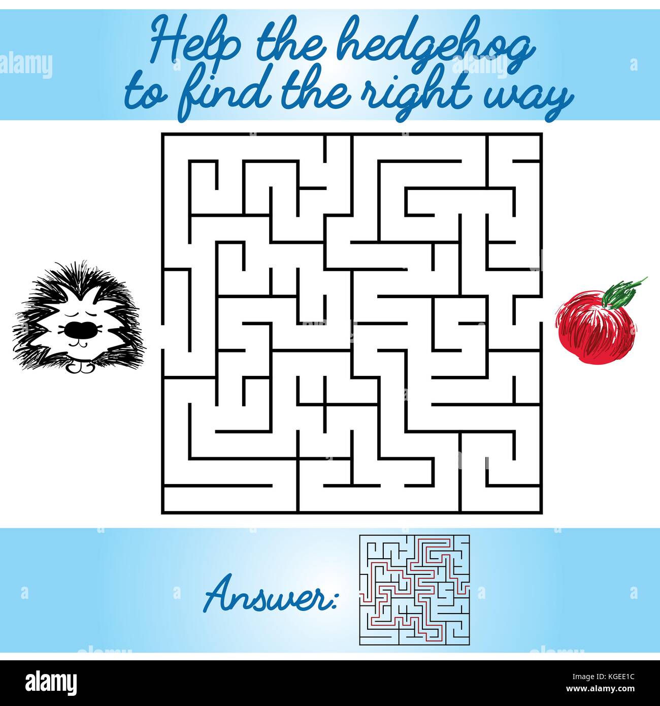 Logical task for children with a maze and hedgehog Stock Vector Image ...