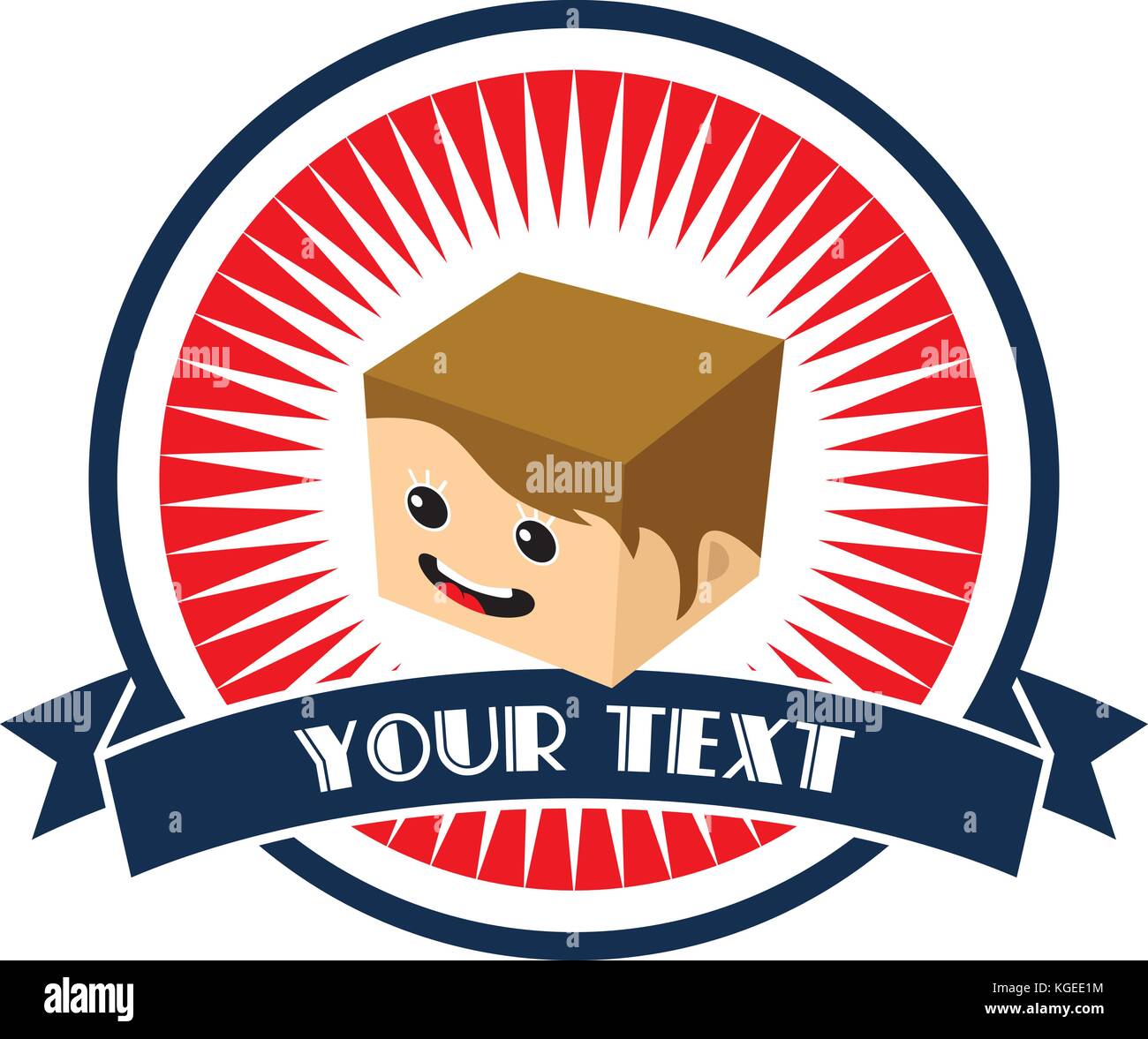 block isometric cartoon character vector art graphic Stock Vector Image ...