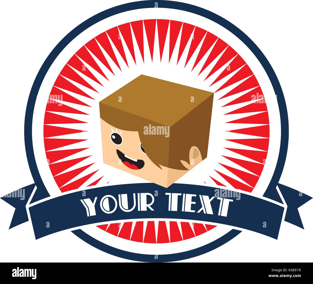 block isometric cartoon character vector art graphic Stock Vector Image ...