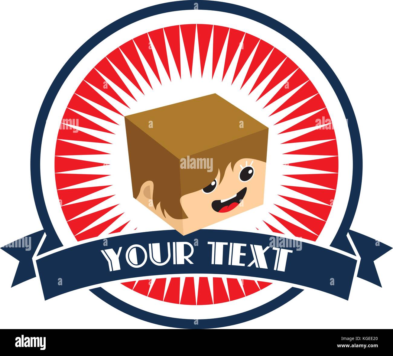 block isometric cartoon character vector art graphic Stock Vector Image ...